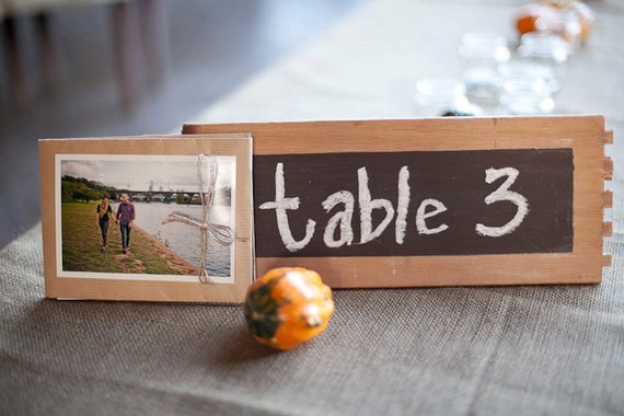 Items similar to Wooden Table Number Chalkboard Signs on Etsy