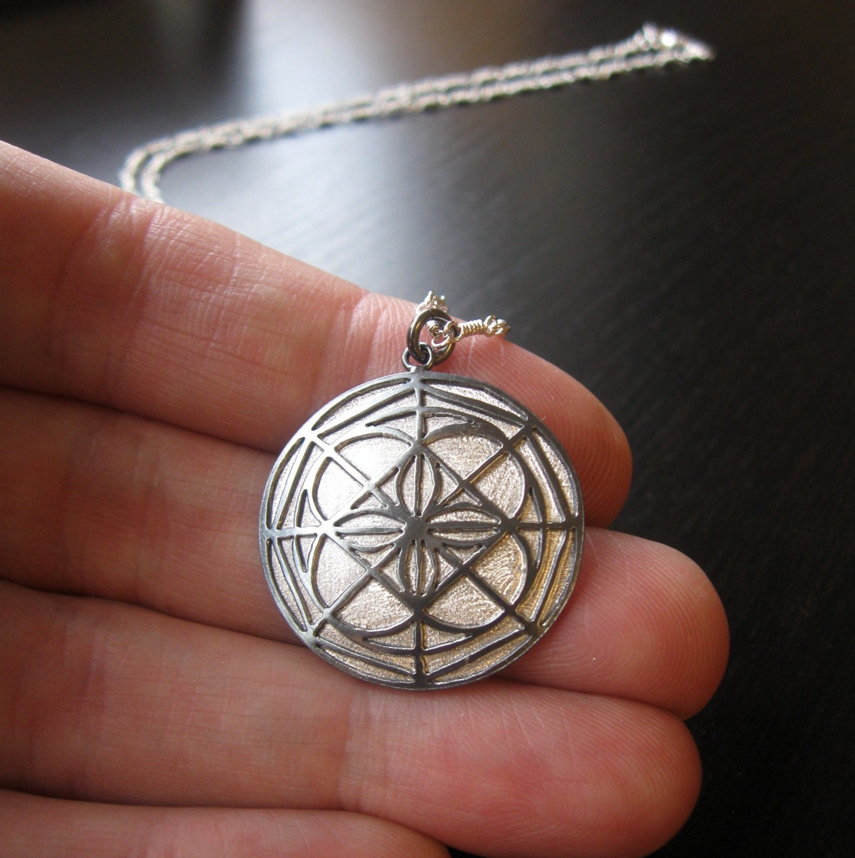 Sterling Silver Kenpo Karate Universal Pattern Pendant with