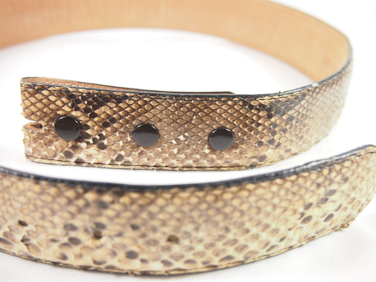 Vintage 80s Python Snake Skin Italian Belt by jenniesjunque