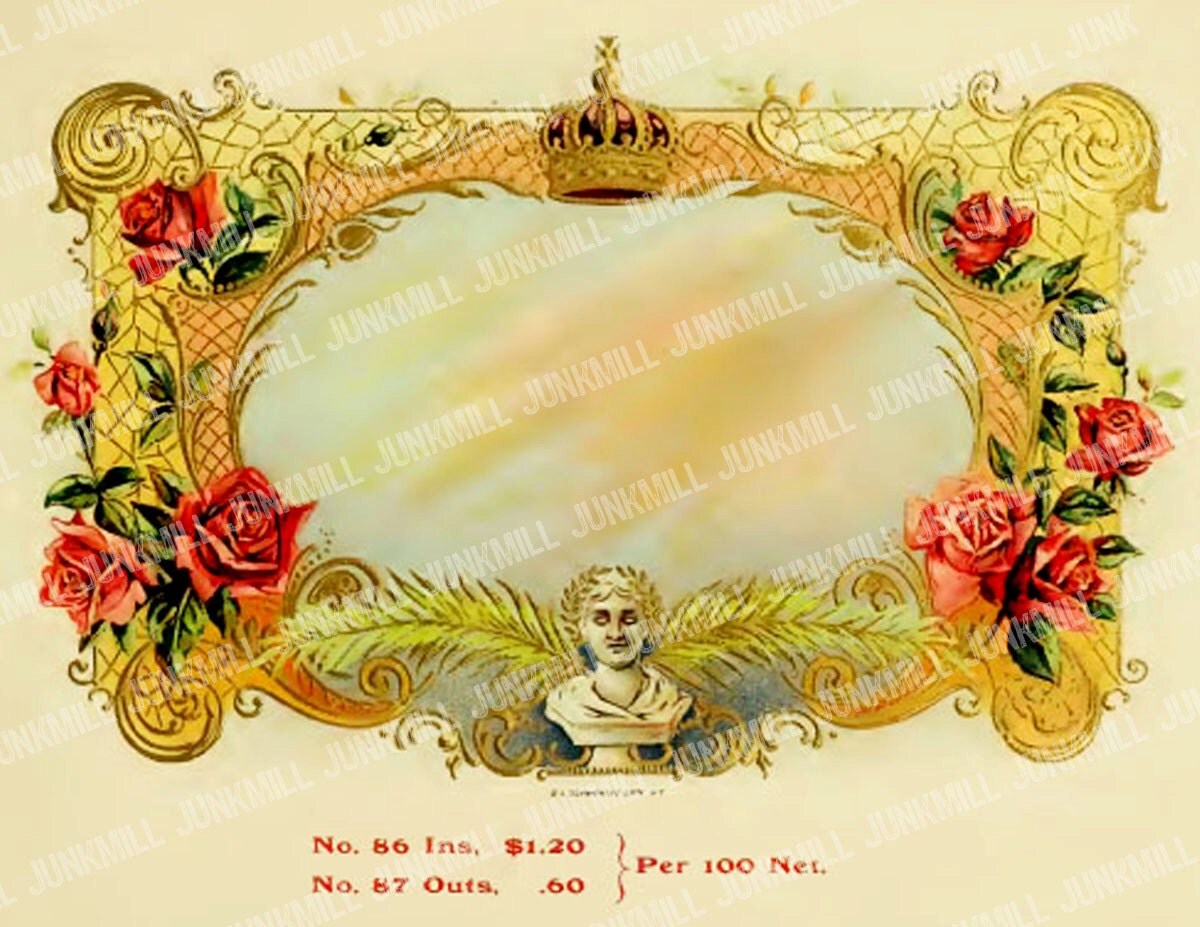 CIGAR BOX BORDERS 4 Large Digital Printable Images Vintage