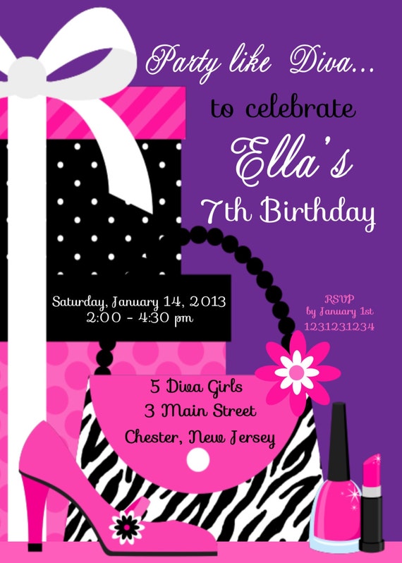 Printable Diva Invitations