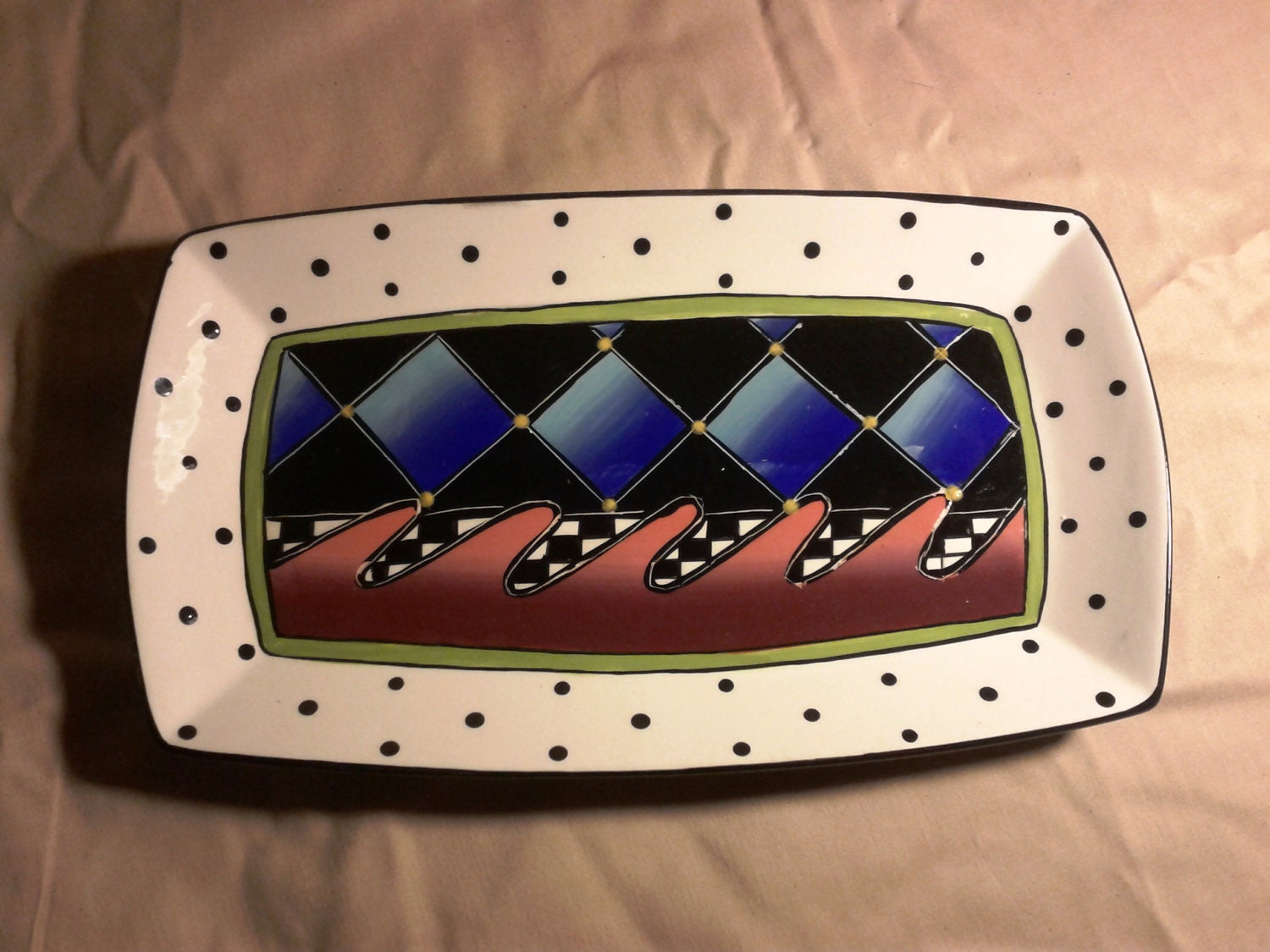 Carnival Hand Painted Rectangular Relish Tray with a Modern and Fun ...