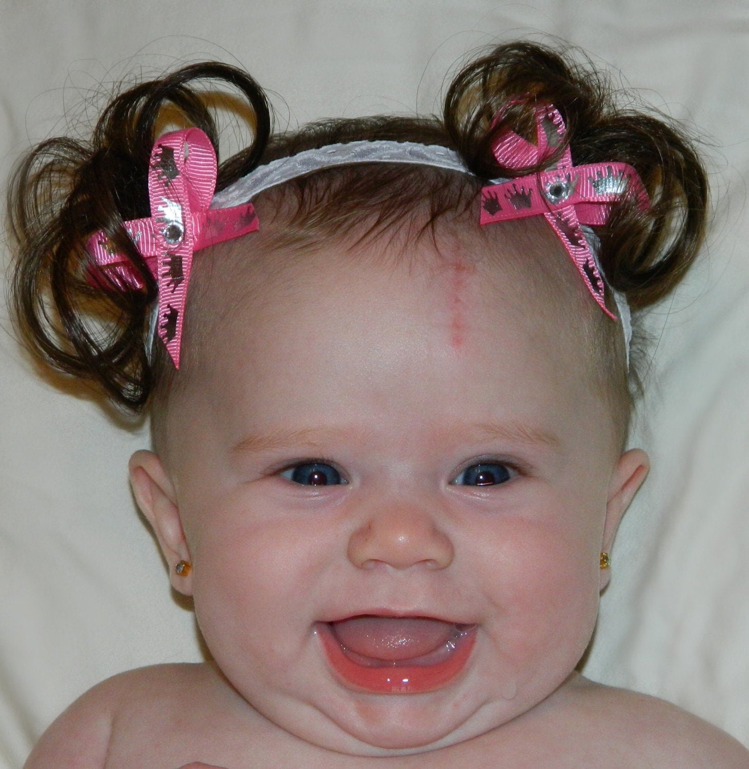 NEW Pink Tiara Baby Ponytail Pigtails Headband with fake