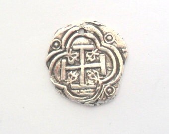 Sterling Silver Roman Cross Coin Finding, Lost Wax Cast