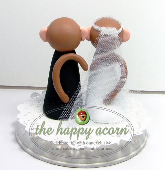 Monkey Wedding Cake Topper Monkeys Handmade by by TheHappyAcorn