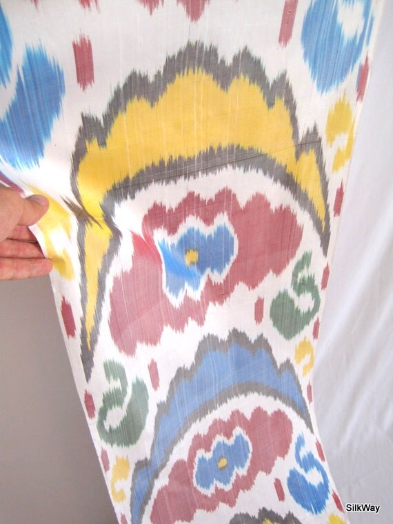 SALE for beautiful pure silk ikat fabric fully hand woven SALE for beautiful pure silk ikat fabric fully hand woven