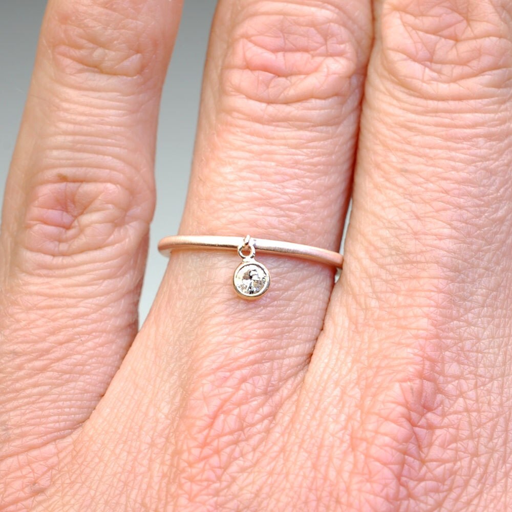 Dangling Diamond Ring Diamond Ring Stacking Ring Gold
