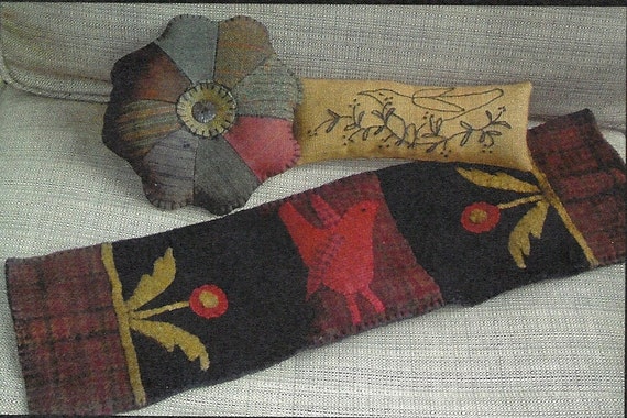 Primitive Folk Art Wool Applique Pattern: by PrimFolkArtShop