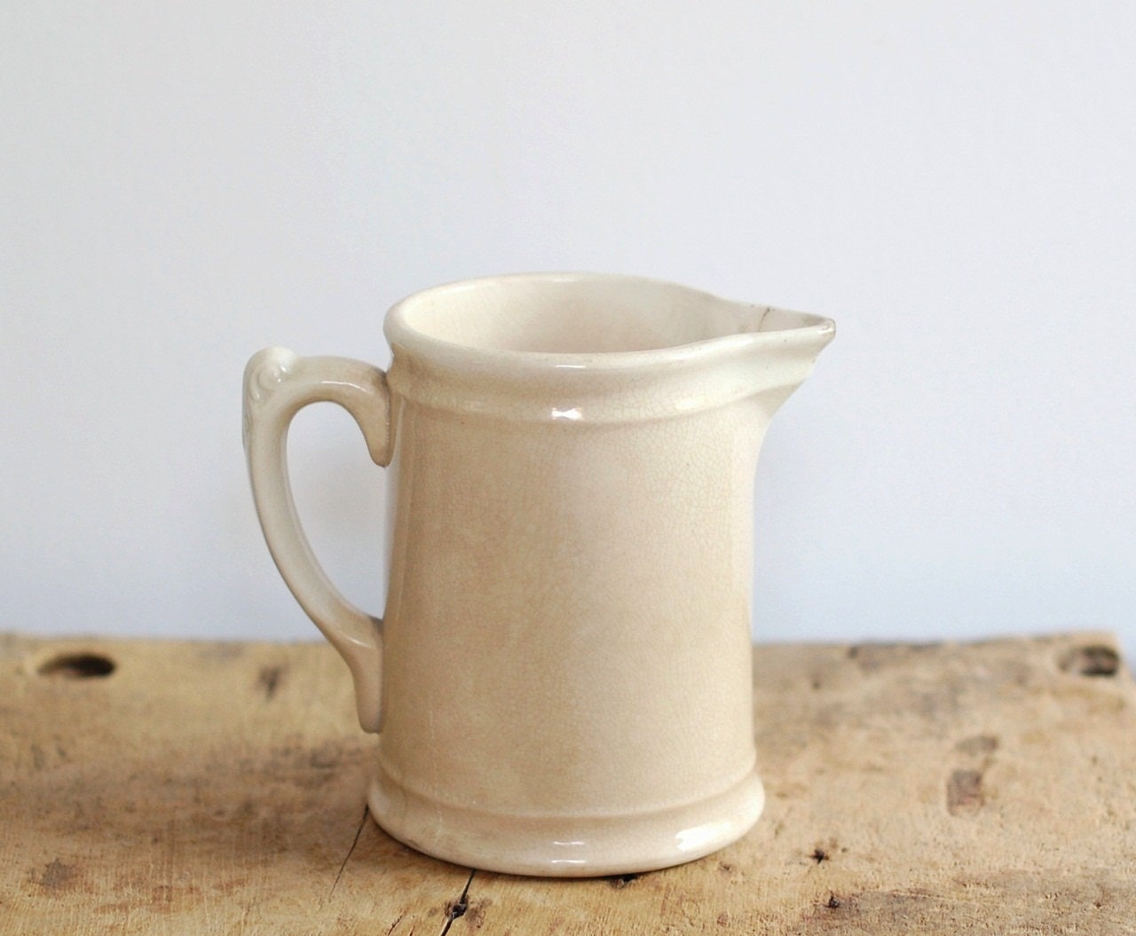 Antique Ironstone Milk Pitcher Aged White Homer Laughlin