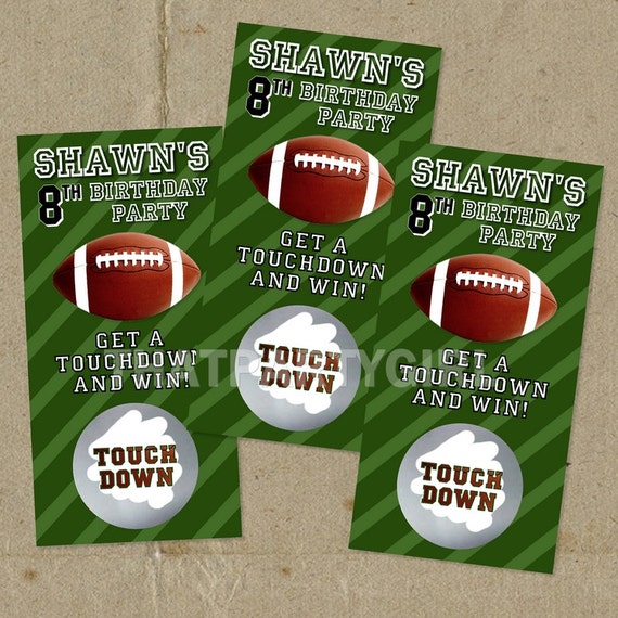 12 Football Birthday Party Scratch Off Game Cards