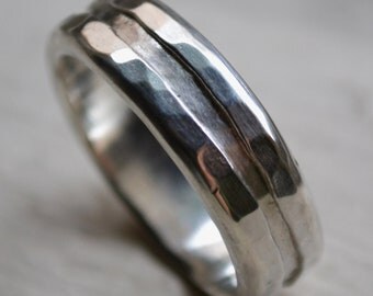 mens silver ring - rustic sterling silver ring - hand finished artisan ...