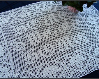 Mourning Doves filet crochet table runner by BearMtnCrochet