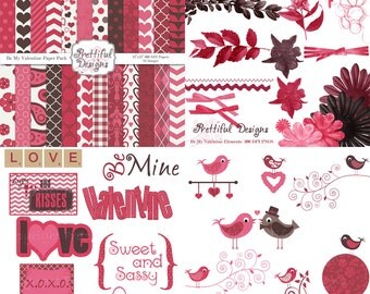 Digital Scrapbook Kit with Papers Frames Owls and Clip Art