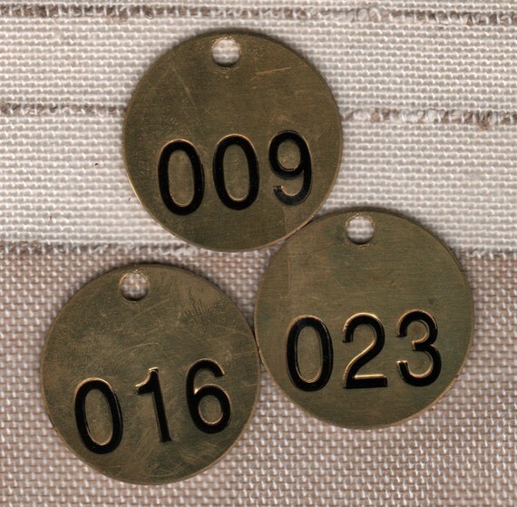 Items similar to Numbered Tag 3 pieces Brass Metal on Etsy