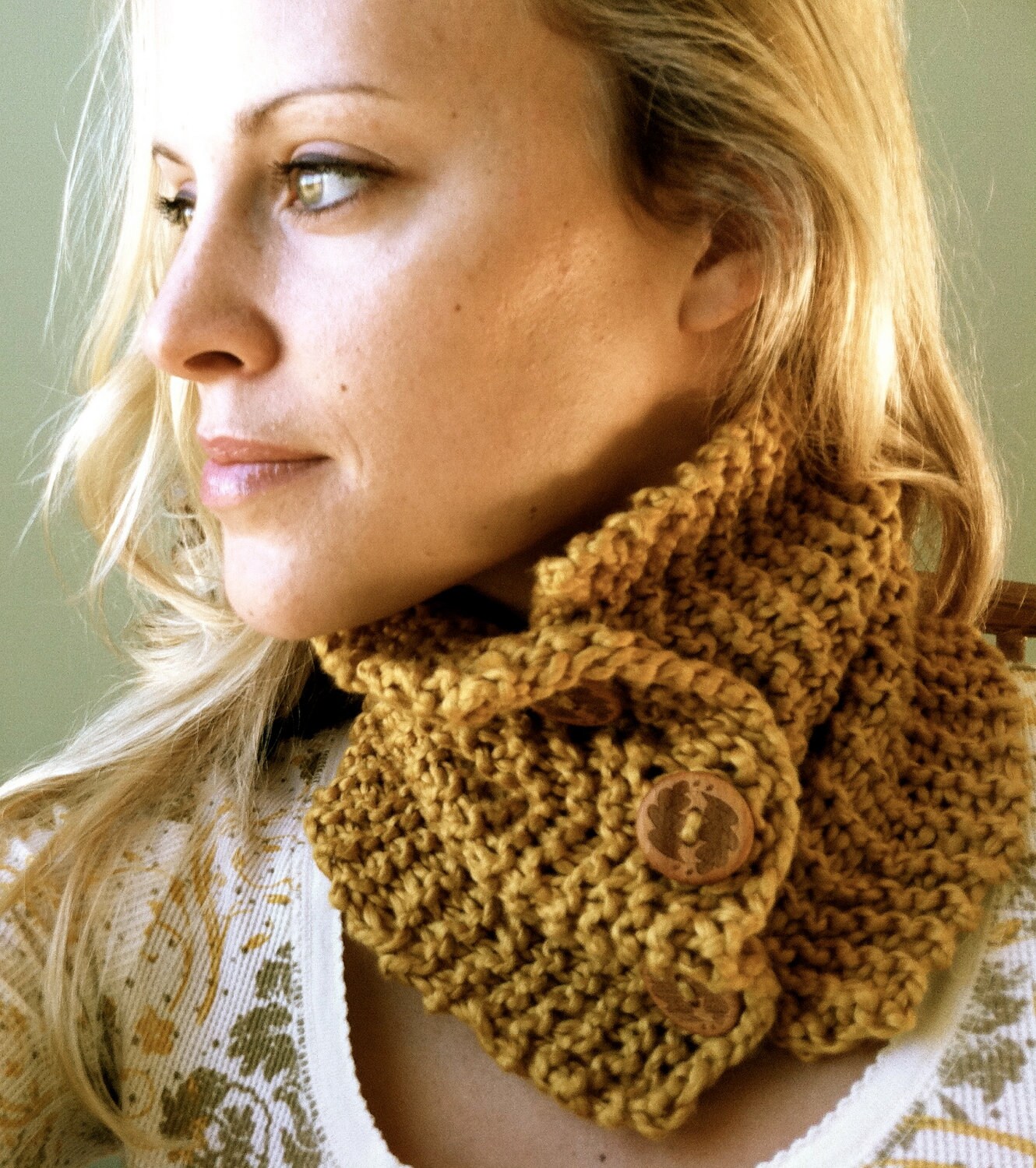 Mustard Cowl Autumn's Warmth Organic Cotton by chasitypetersen