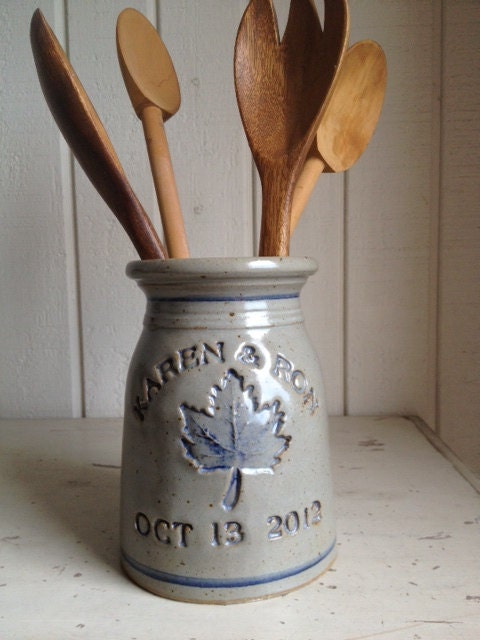 Personalized Stoneware Marriage Crock Fall by zotterthepotter