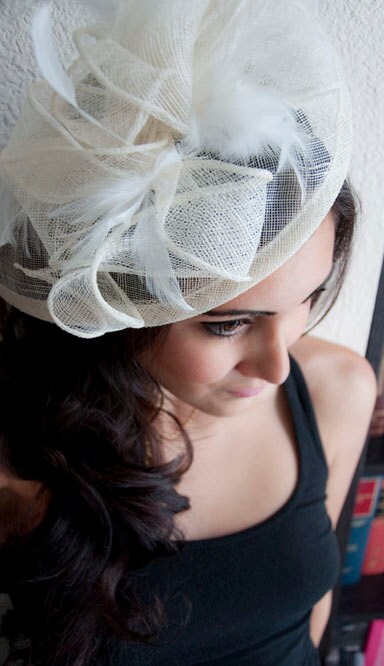 Ivory Fascinator Penny Mesh Hat Fascinator with by PippaAndPearl