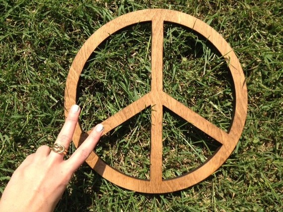 12 INCH Wood Peace Sign Wall Art by WoodWearbyandrea on Etsy