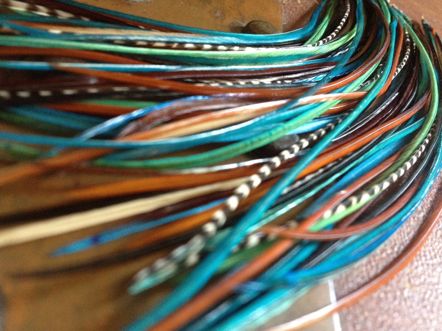 Bonded Feather Hair Extensions Earthy Blue Teal Turquoise 8