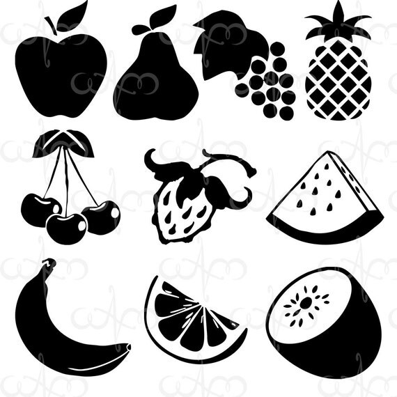 Items similar to Fruit Silhouettes Design Pattern for your art projects ...