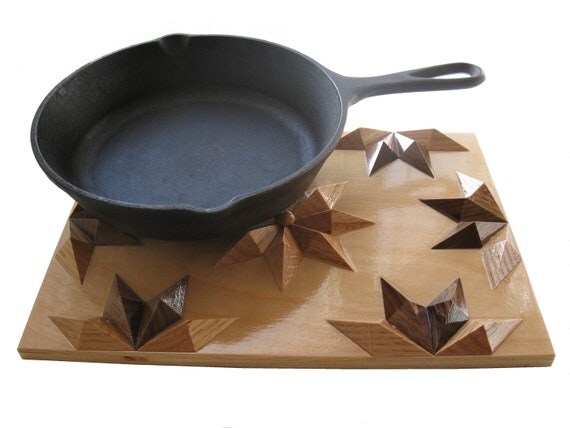 Wooden Hot Pad. Wood decor hotpad. Woodwork centerpiece.
