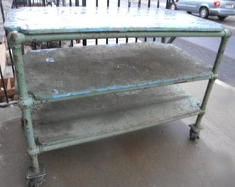 big heavy duty vintage antique mid century INDUSTRIAL FACTORY CART pick ...