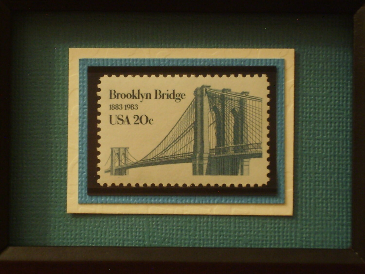 Brooklyn Bridge Vintage Framed Stamp Version 2 No. 2041