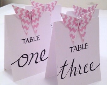 Wedding Table Numbers - Origami Butterflies in Chevron prints - Table ...
