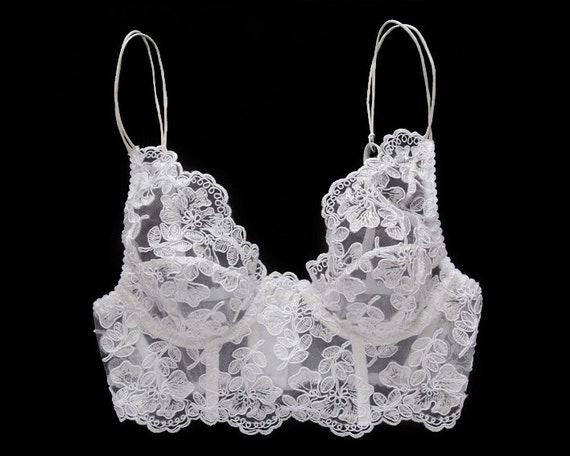 Bridal Lace Bra In White French Calais Lace