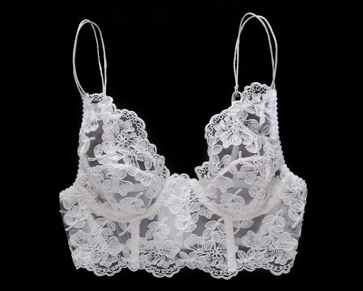 Bridal Lace Bra In White French Calais Lace