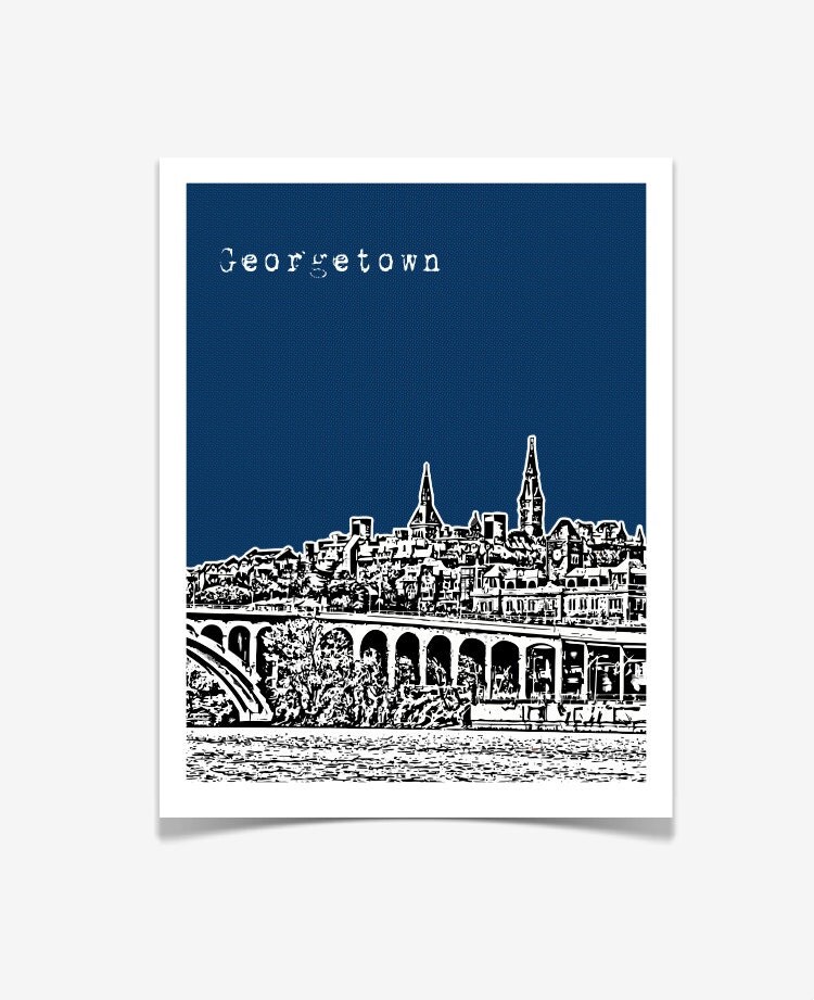 Georgetown Art Print Washington DC City Skyline by BugsyAndSprite