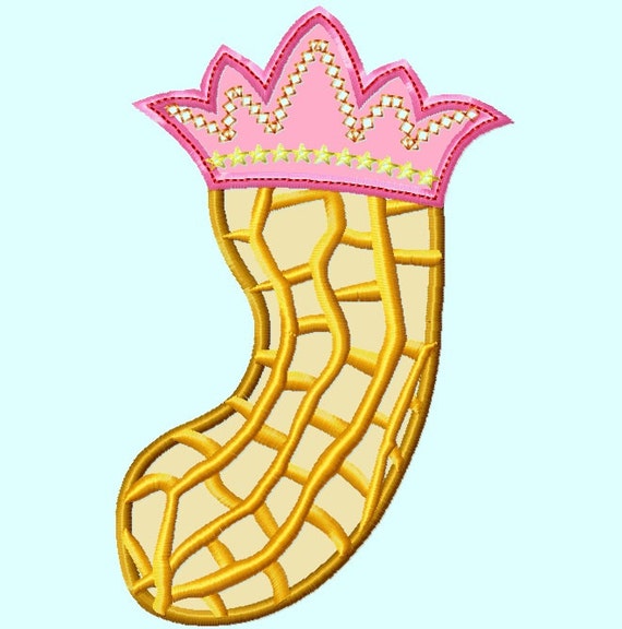 Peanut Princess Crown APPLIQUE Embroidery Designs INSTANT