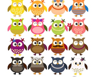 Happy birthday owl Digital clip art for Personal and
