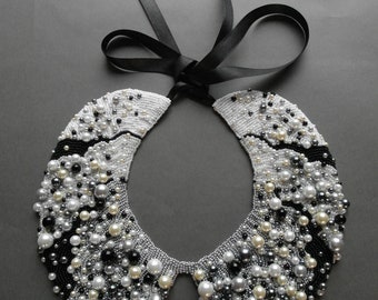Handmade pearl collar necklace