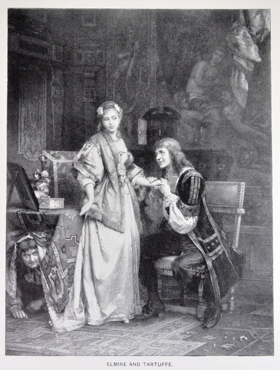 Moliere: Elmire and Tartuffe 1896 Illustration Character
