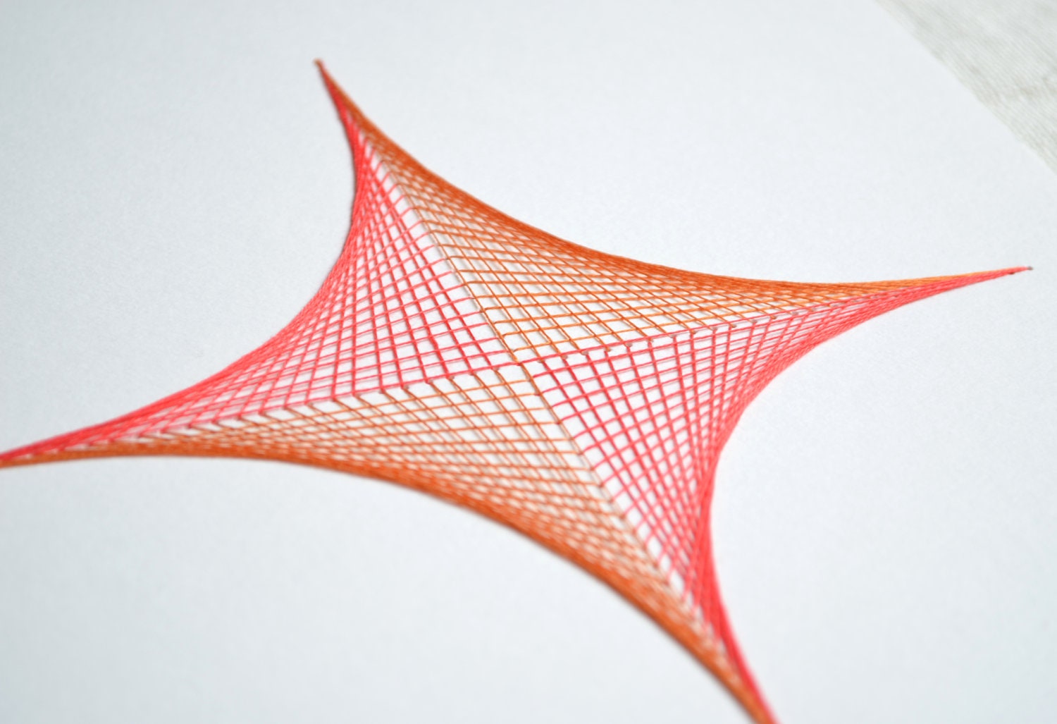 Geometric Embroidery Parabolic Geometric Wall Art Coral and