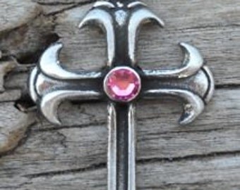 Pewter Cross Christian Shiny Silver Christmas Ornament and