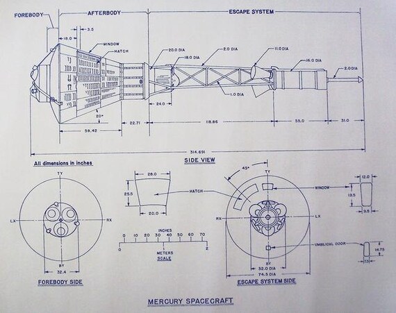 Mercury Capsule Blueprint by BlueprintPlace on Etsy