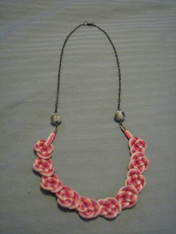 Chinese Style String Art Necklace Pink