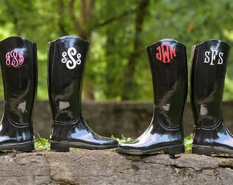 Monogram rain boots | Etsy