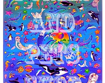 Vintage Lisa Frank LARGE Sea Life Sticker Sheet