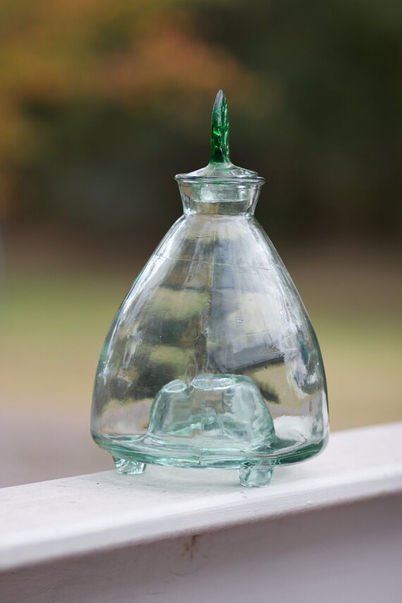 Vintage Green Glass Fly Wasp Bee Catcher Insect Trap