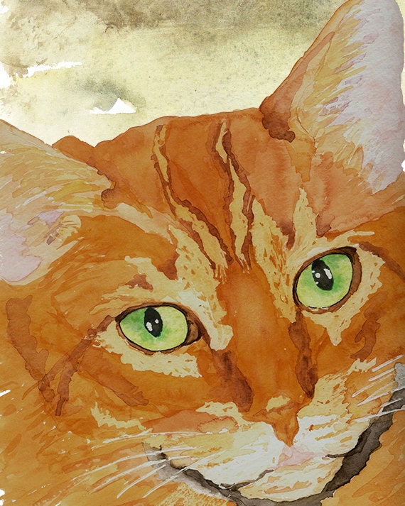 Orange Tabby Cat Print from Original Watercolor Ginger Cat | Etsy