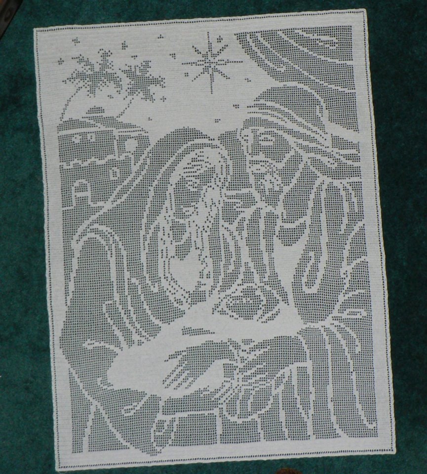 Mary Joseph and Baby Jesus Filet Crochet Pattern