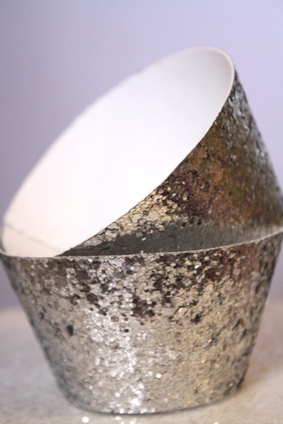 Silver Glitter Cupcake Wrapper