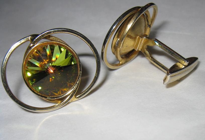 Vintage Big Bling Sparkly Cufflinks Peacock Revolution 70s Style ...