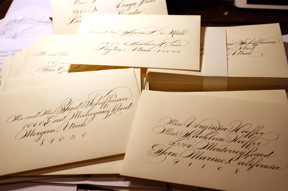 CLASSIC SCRIPT Hand Calligraphy Envelope Address Greeting Cards ...