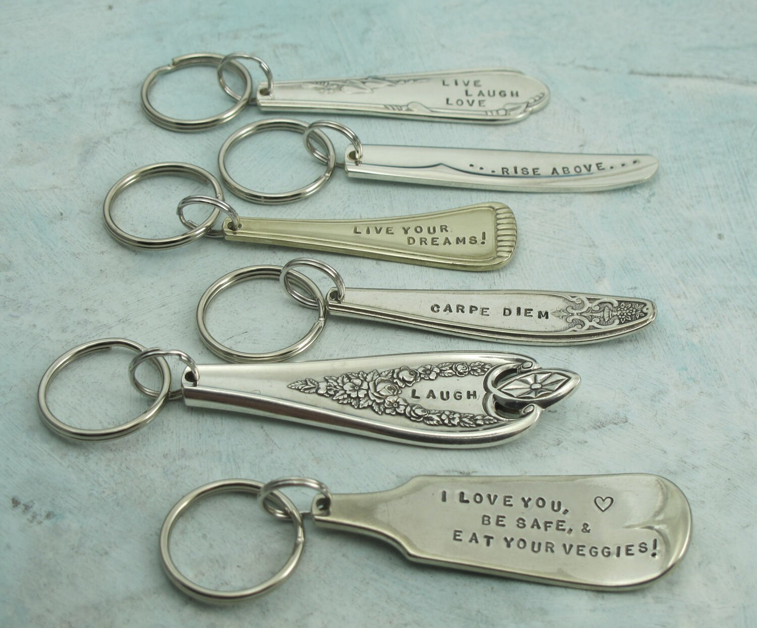 Custom Key Chain Vintage Key Chain Stamped Message on