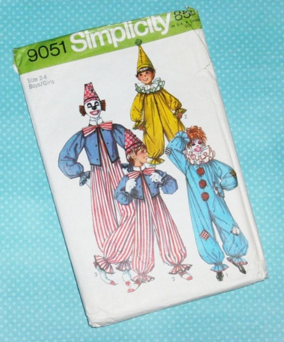 Items similar to Vintage Clown Sewing Pattern | 1970 Simplicity Boys ...
