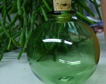 Transparent Green Glass Perfume Bottle with by JGGlassProductions